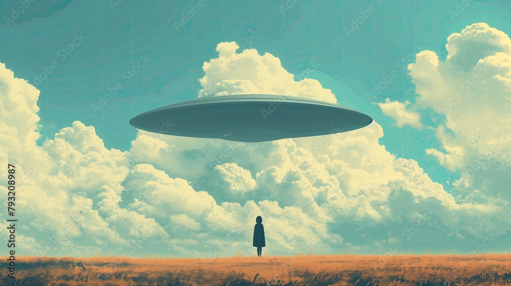 UFO Sighting Concept Backdrop Outdoor Landscape, Alien Encounter ...