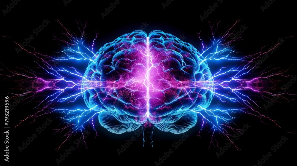 Graphic representation of brain power or neurology, featuring a frontal ...