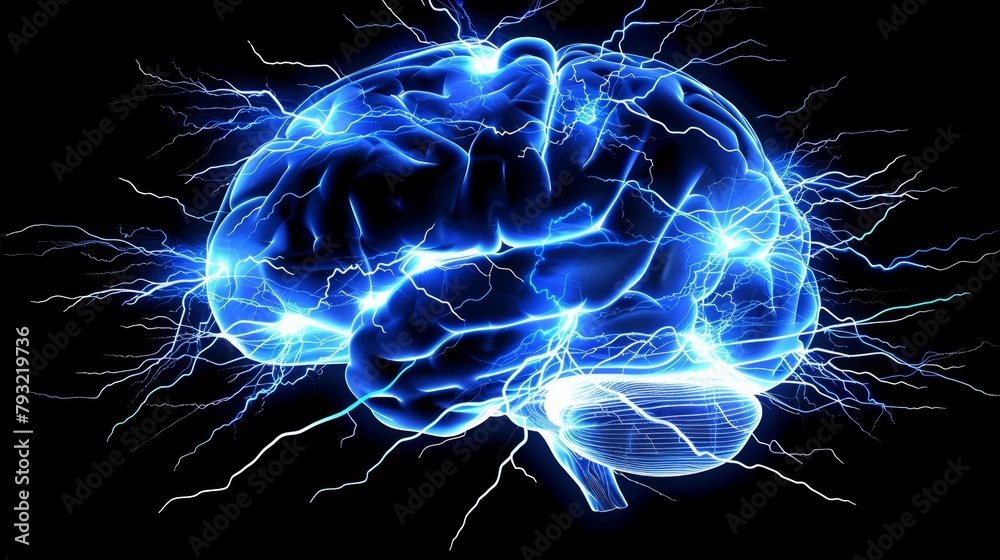 Graphic representation of brain power or neurology, featuring a frontal ...