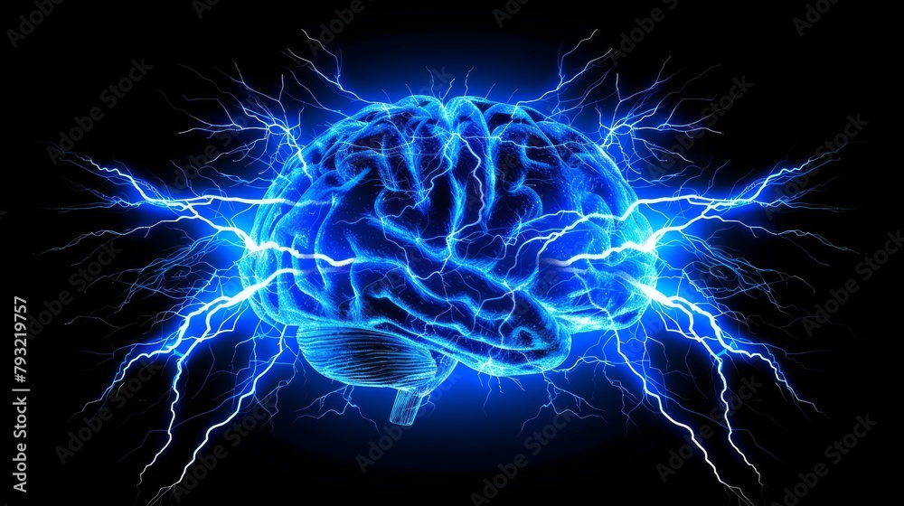 Graphic representation of brain power or neurology, featuring a frontal ...