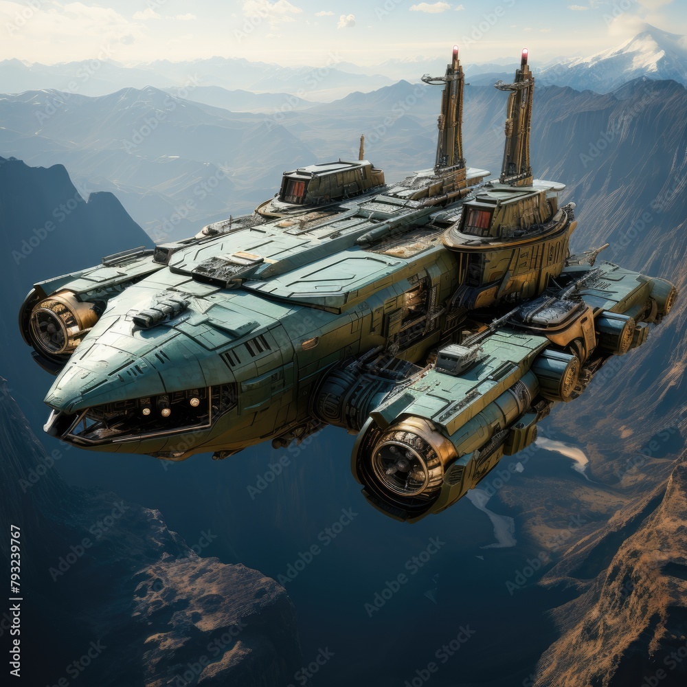 Model of a flying warship of the future. Spaceship 3D model for a ...