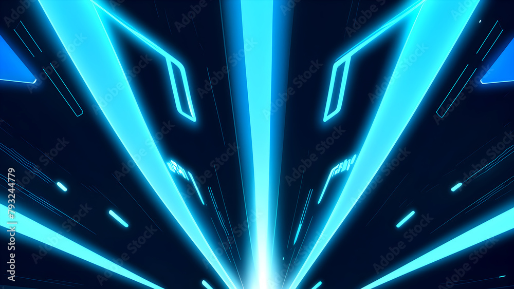 Abstract blue glowing rays background with futuristic light effects ...