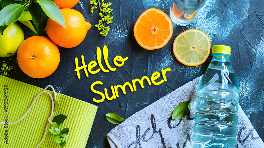Bright and zesty "Hello Summer" setup with fresh citrus, greenery, and ...