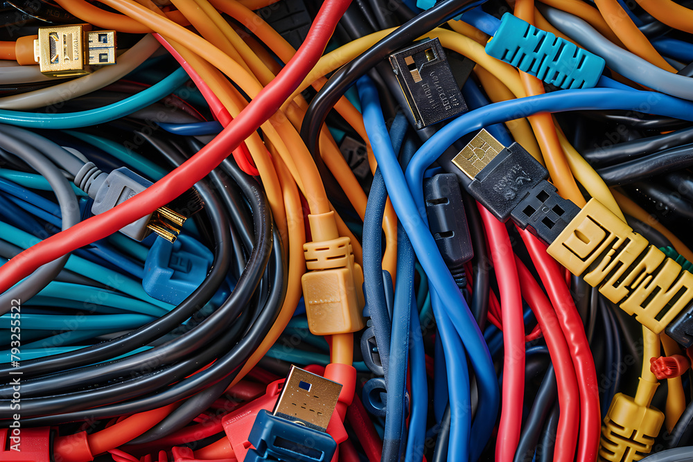 Colorful Collection of Various Types of RS Cables and Connectors for ...