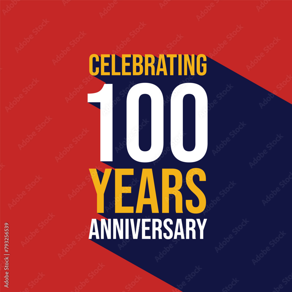 Celebrating 100 years anniversary template design with a long shadow on ...