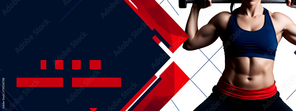 banner design for a personal trainer with a blue color palette with red ...