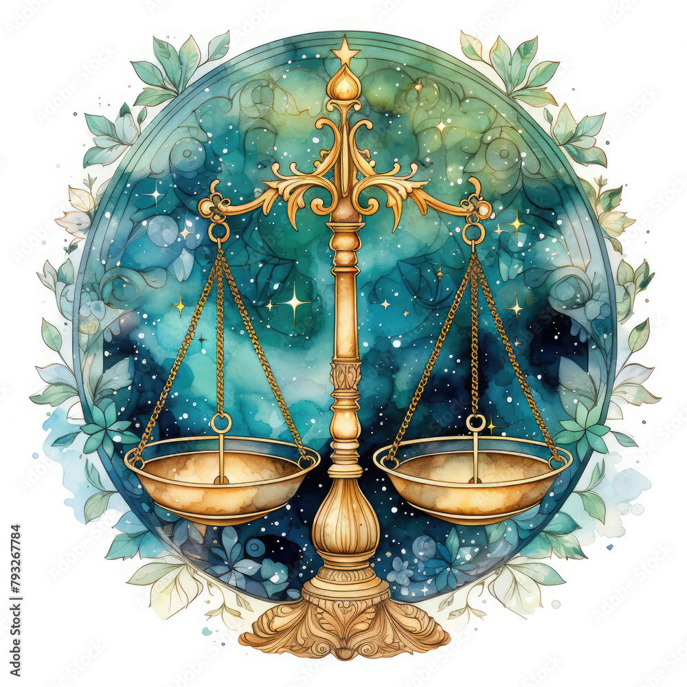 Watercolor justice scale, clipart Illustration, Generative Ai Stock ...