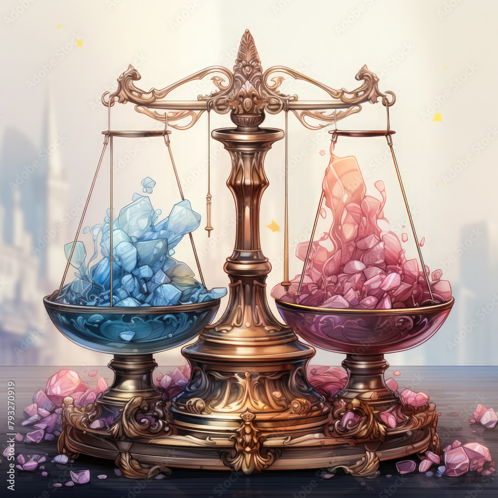 Watercolor justice scale, clipart Illustration, Generative Ai Stock ...