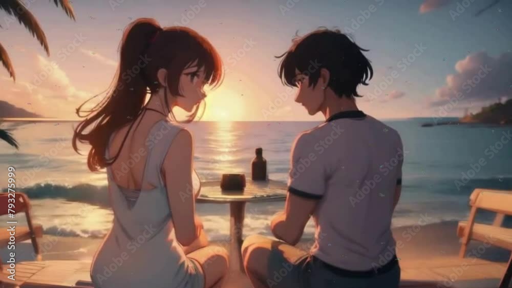 Couple Lofi anime looping animation. romantic glow, a chill anime lo-fi ...