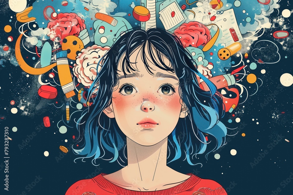 Obsessive compulsive disorder OCD. Face close up. Person suffering from ...