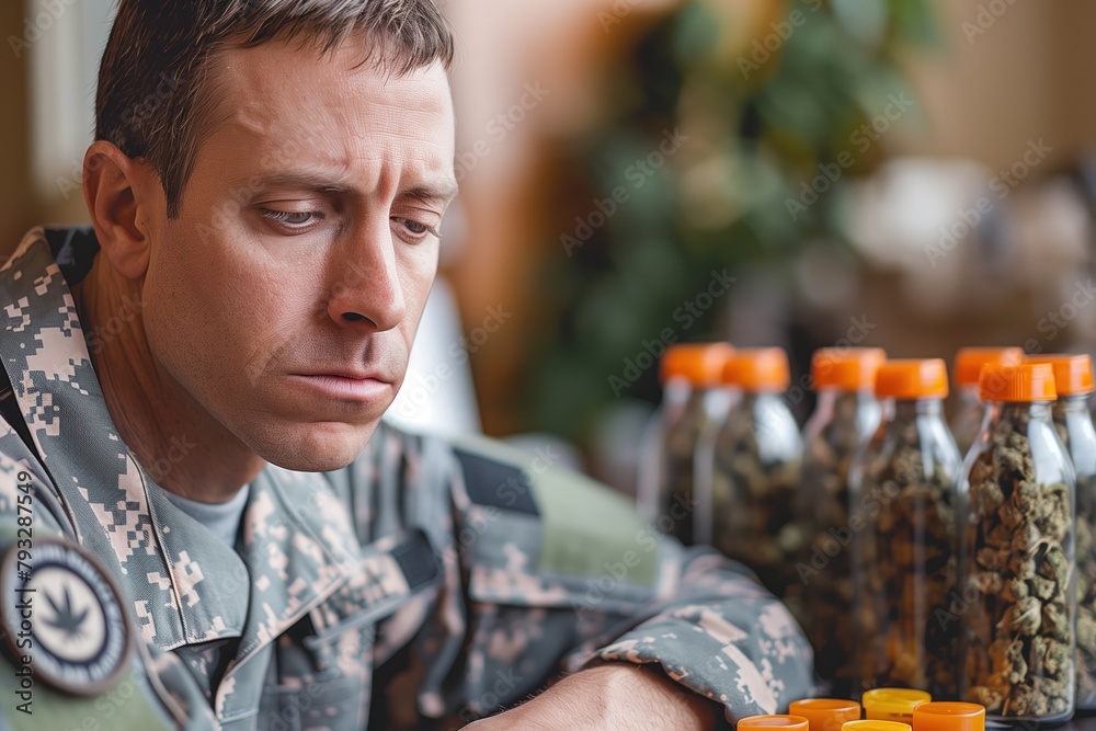 Military doctor and medical cannabis. Peaceful military man treated ...