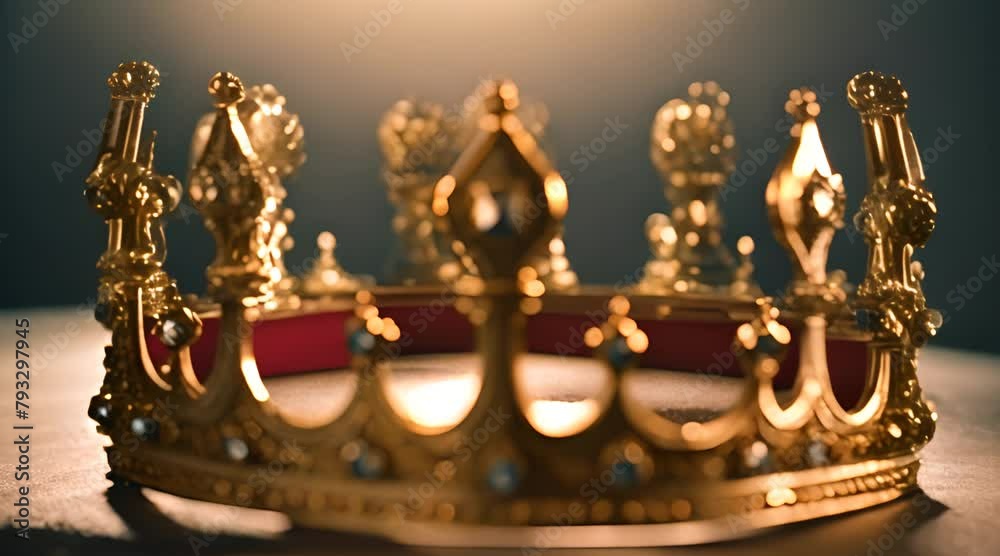 Video „Realistic gold crowns set. Crowning headdress for king and queen ...