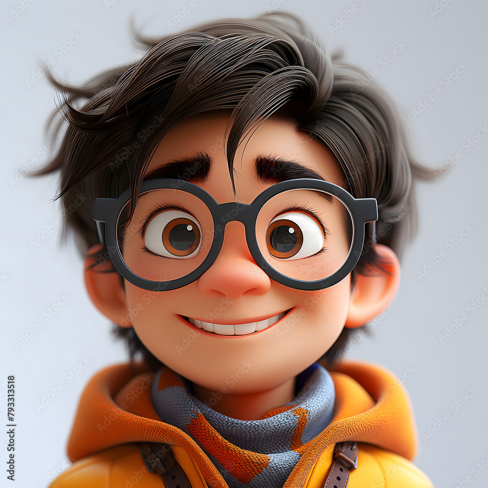 Profile character of a software developer with smiling glasses, on ...