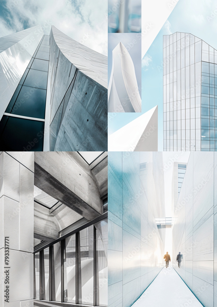 Architectural design building moodboard. Visual concepts, textures ...