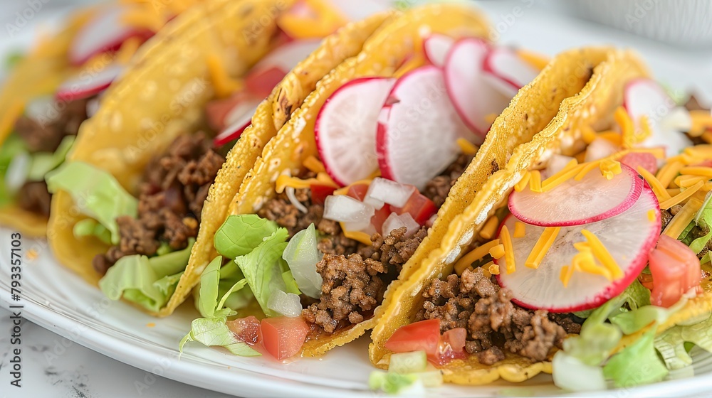 Delicious ground beef tacos topped with crisp romaine lettuce juicy ...
