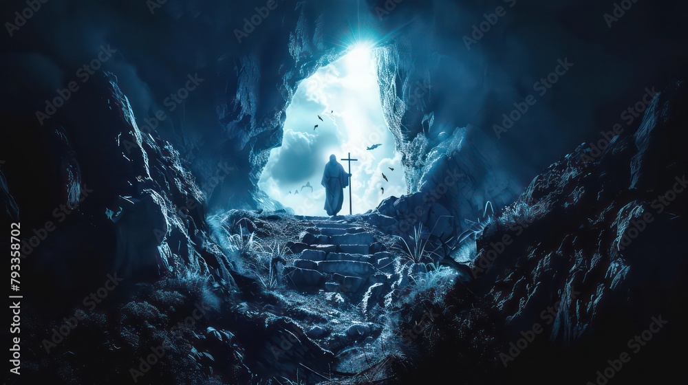 The Resurrection of Jesus. Christian concept interpretation Stock ...