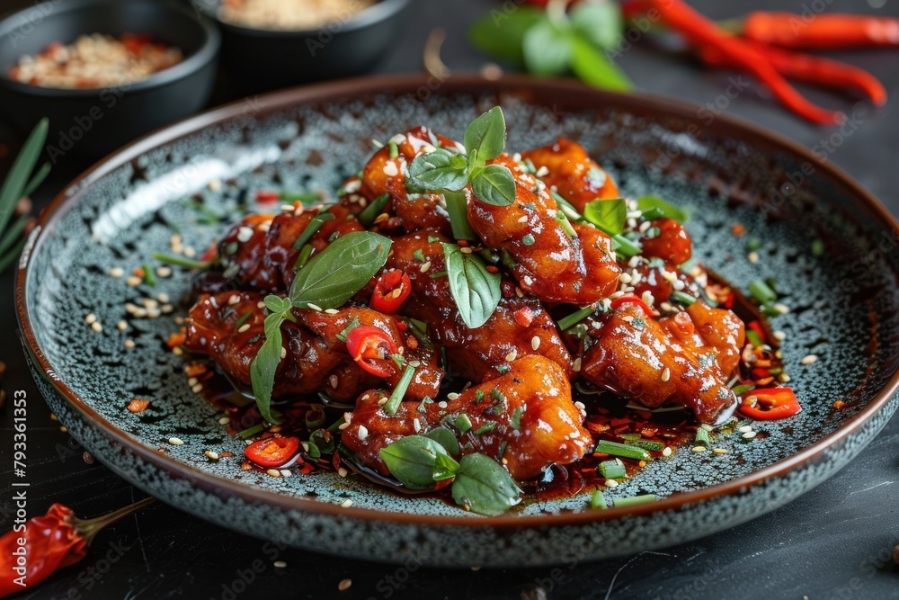 A contrast of textures and flavors await – crunchy chicken against the ...