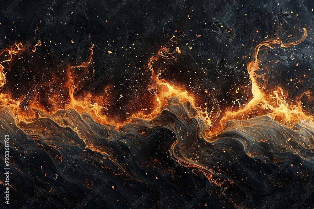 Witness the captivating display of fiery flames rising upwards from a ...