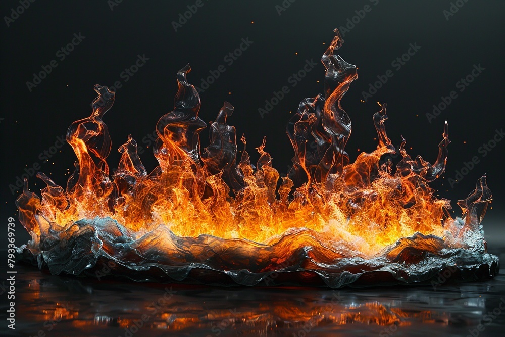 Witness the captivating display of fiery flames rising upwards from a ...