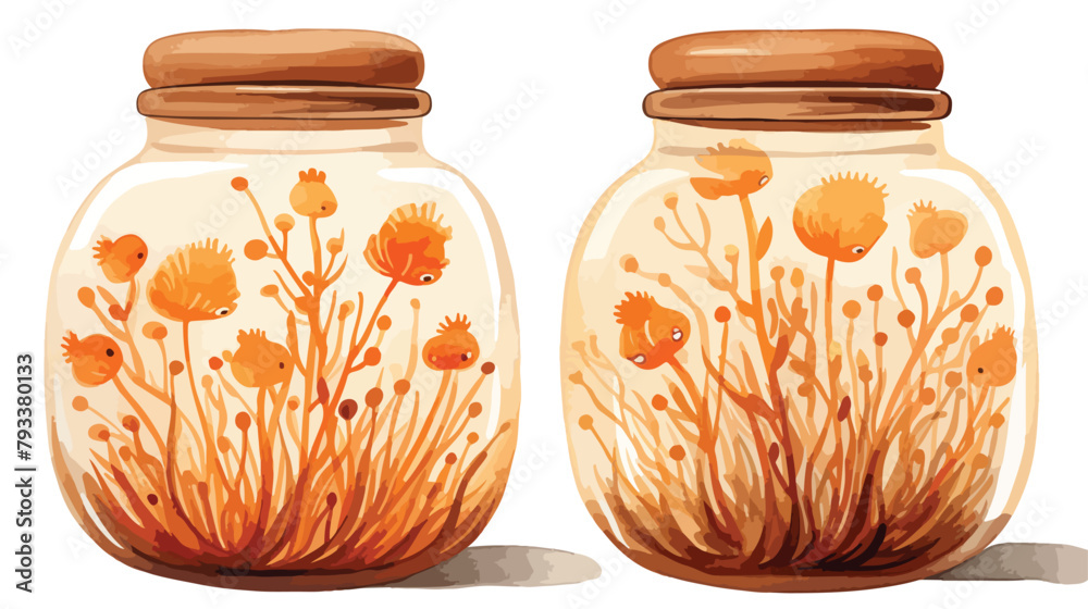 Watercolor Ginger Jar 2d flat cartoon vactor illust Stock Vector ...