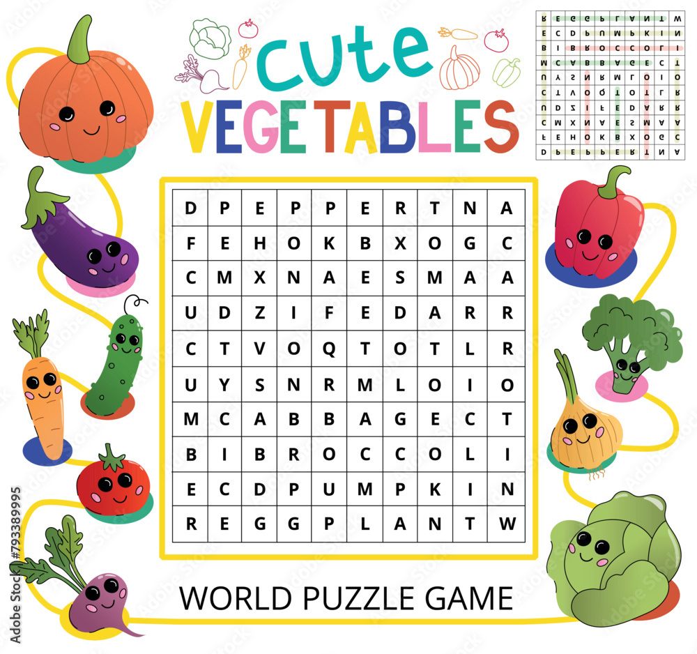 Word search puzzle. Fun educational game for children and preschoolers ...