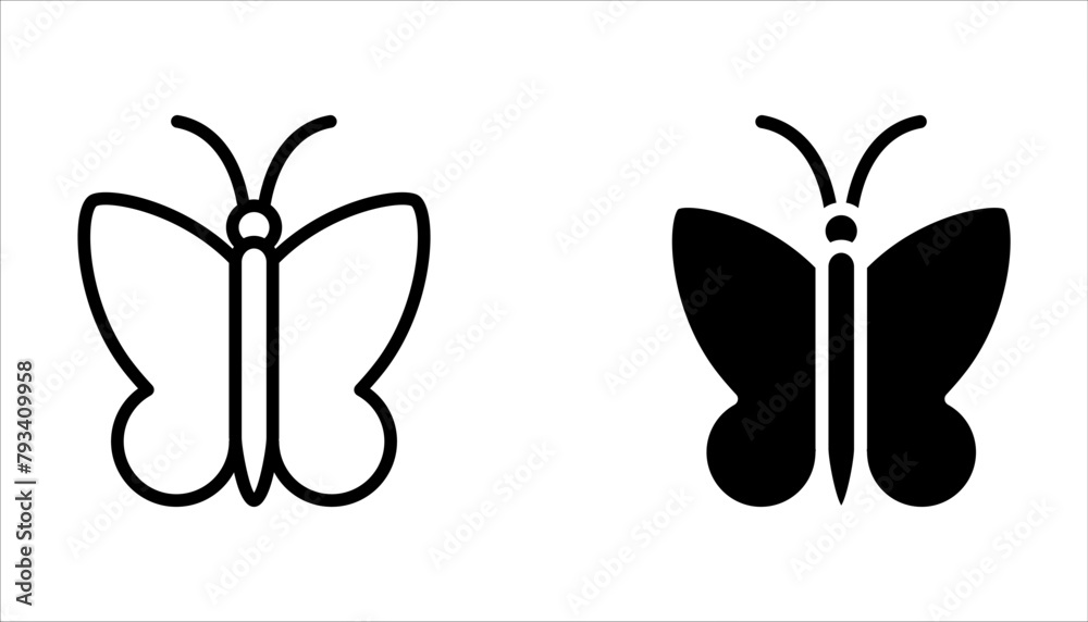 Butterfly outline icon set. linear style sign for mobile concept and ...