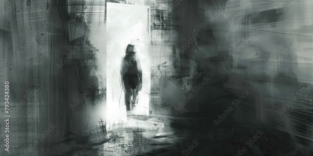 Haunting: The Shadowy Figure and Flickering Light - Visualize a shadowy ...