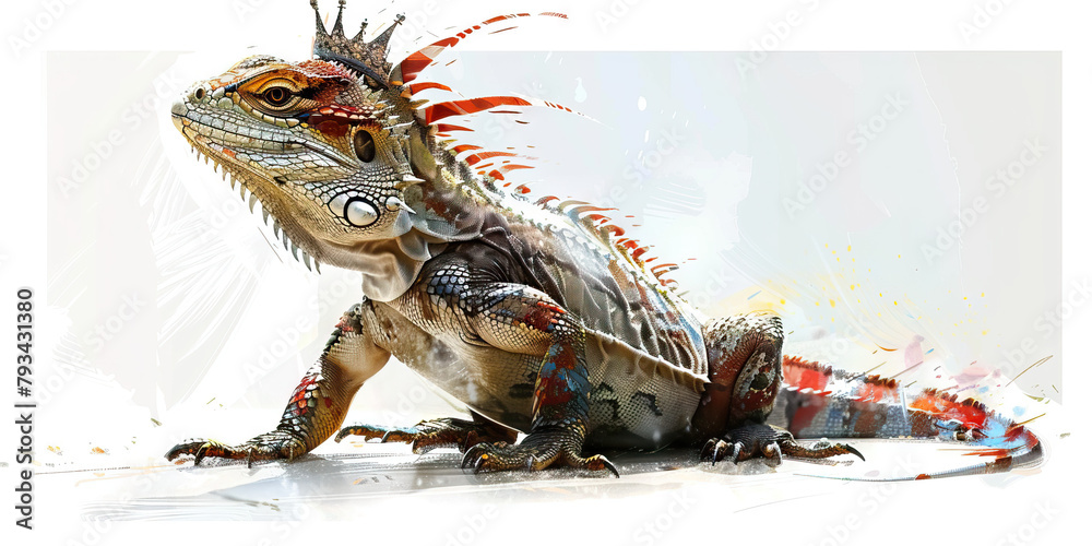 Regality: The Crowned Head and Proud Stance - Visualize a lizard with a ...