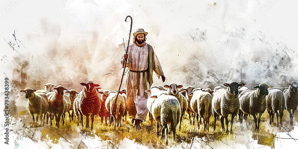 Shepherd: The Flock of Sheep and Protective Staff - Visualize Jesus ...
