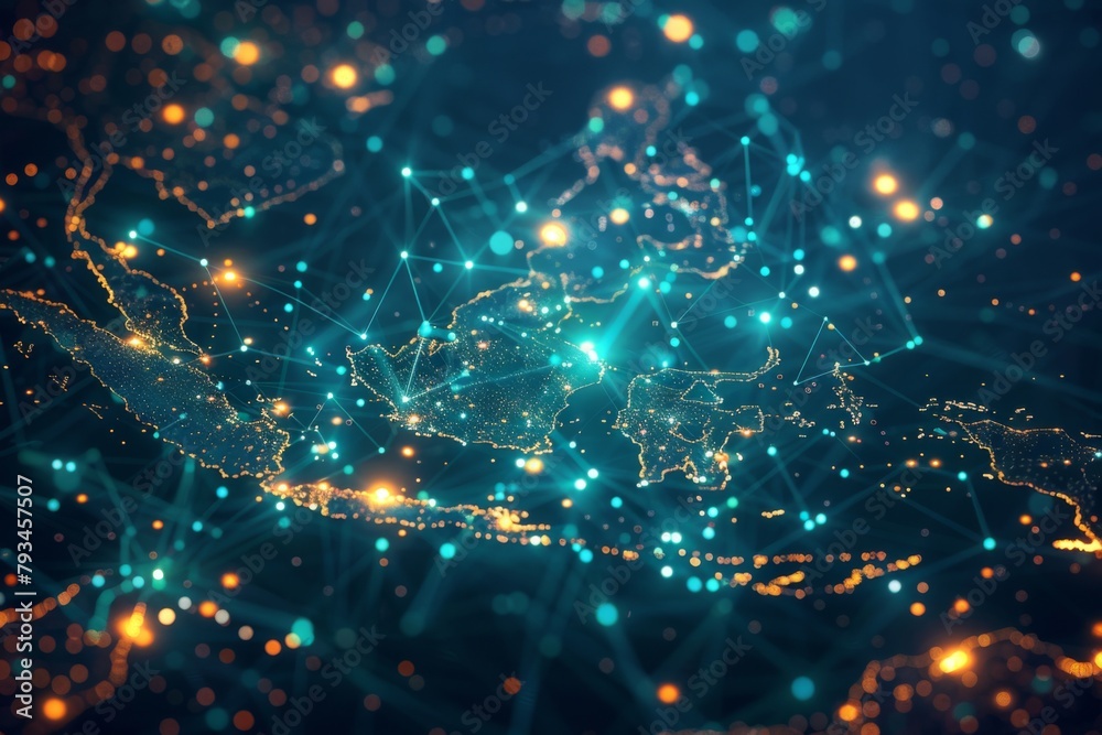 Digital Map of Indonesia Network Technology created with Generative AI ...