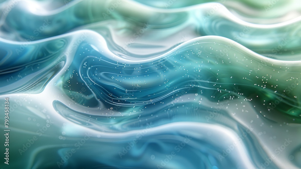 Abstract Fluid Background in Blue and Lime Green with Translucent Glass ...