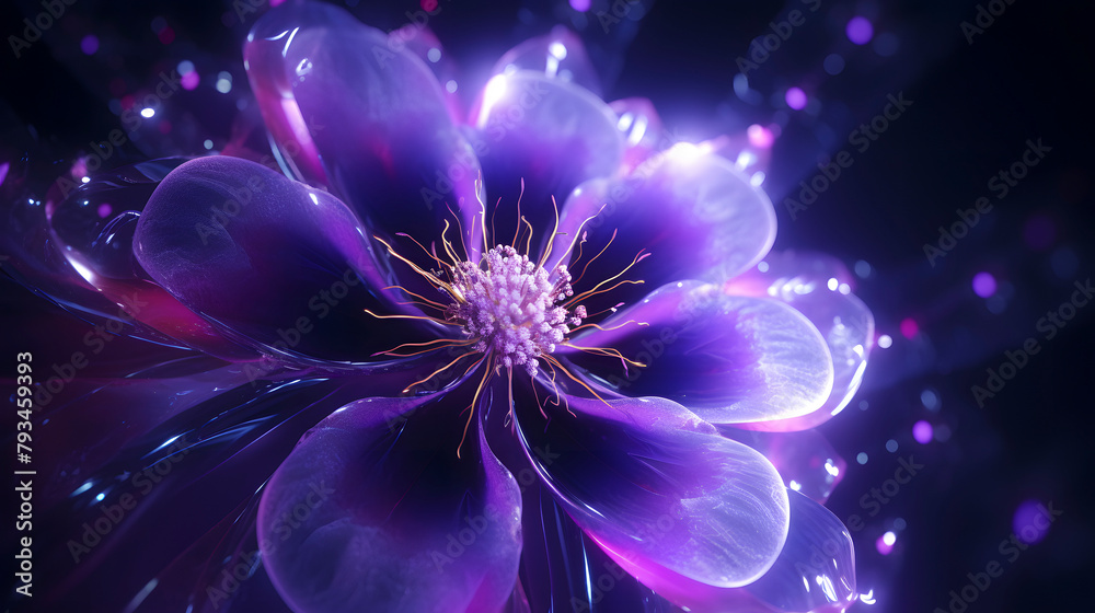 Digital technology purple future flower abstract graphic poster web ...