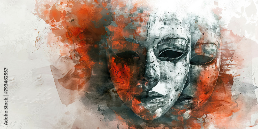 Deception: The Mask and Hidden Face - Visualize a mask hiding a hidden ...