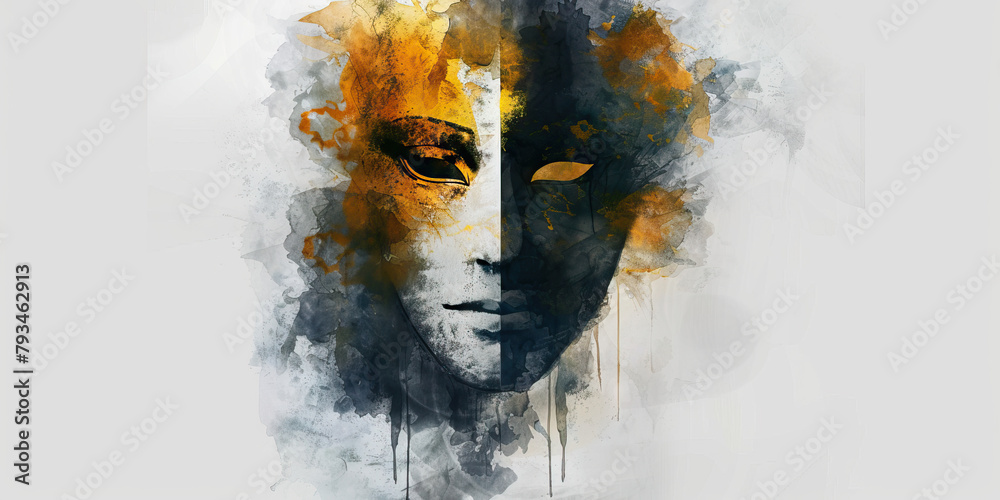 Deception: The Mask and Hidden Face - Visualize a mask hiding a hidden ...