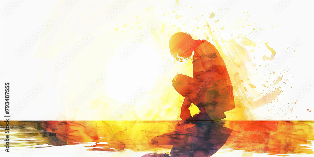 Solace in Prayer: The Kneeling Figure and Comforting Light - Visualize ...