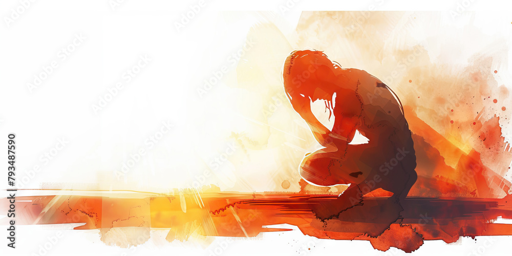 Solace in Prayer: The Kneeling Figure and Comforting Light - Visualize ...