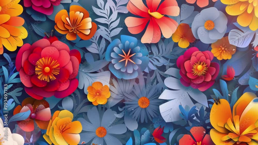 beautiful flower background in paper cut style illustration. paper ...