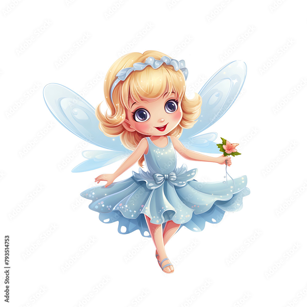 Charming vector art of a fairy cartoon character with delicate wings ...