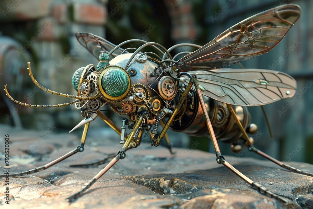 The Clockwork Infector A steampunk mosquito with intricate clockwork ...