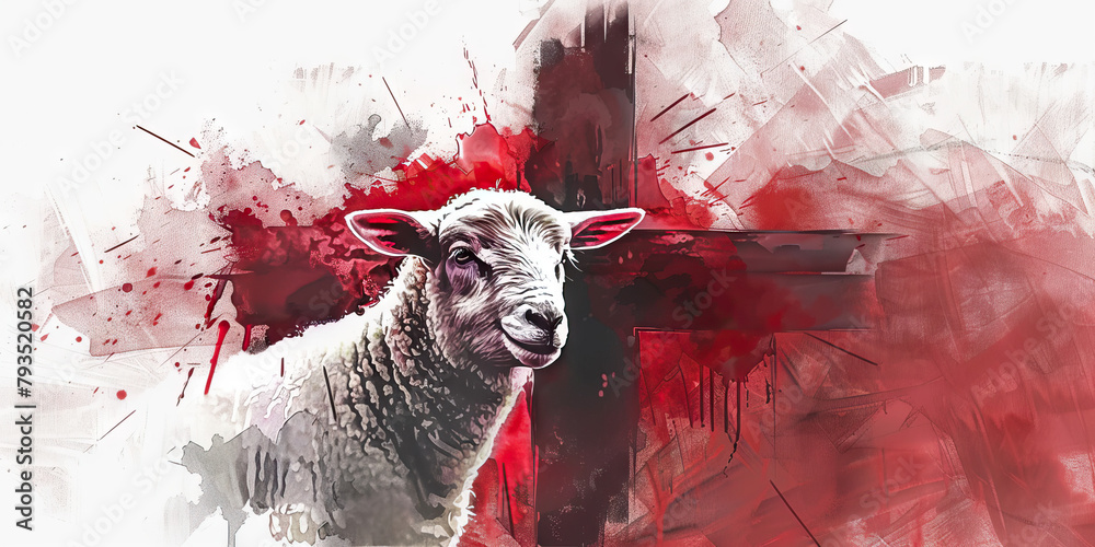 Redemption: The Lamb and Bloodied Cross - Picture a lamb symbolizing ...