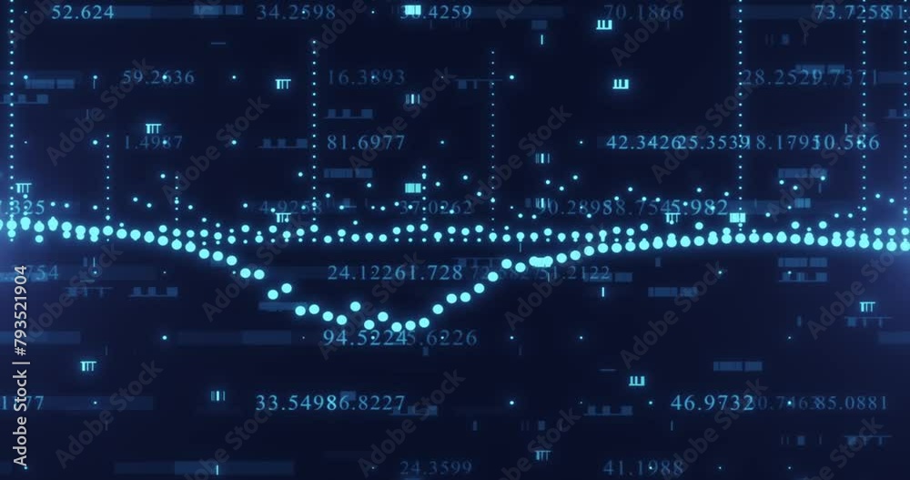 3d render abstract background with graph made of dot particles. Finance graph with details ...