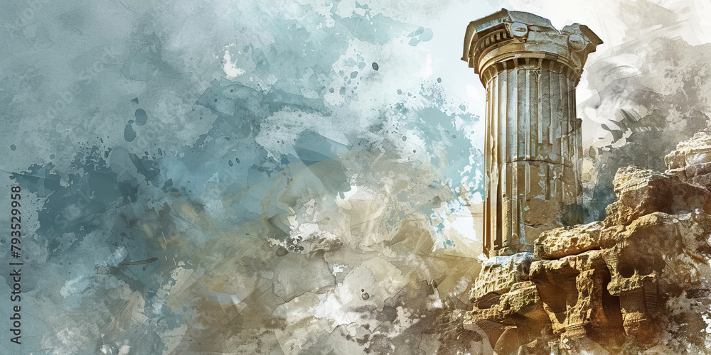 Pillar of Strength: The Ancient Column and Weathered Stone - Picture an ...