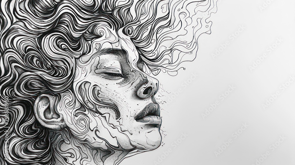 A realm of abstract thinking with line drawing, where the simplicity of ...