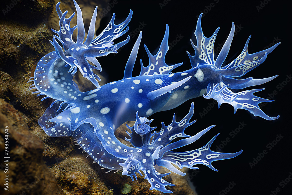 Blue Dragon, Glaucus atlanticus, a group of creatures known as ...