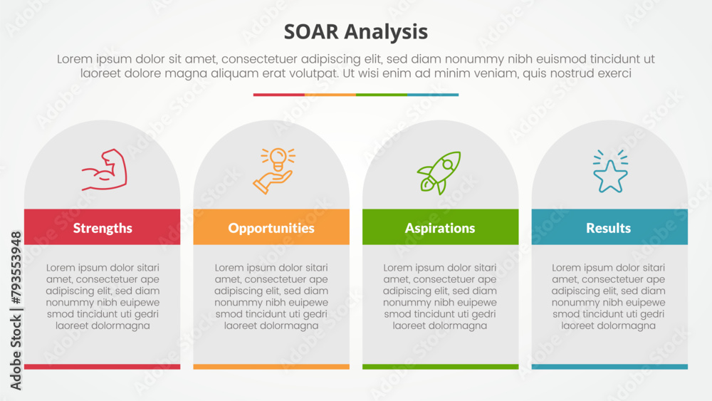 SOAR analysis infographic concept for slide presentation with table ...