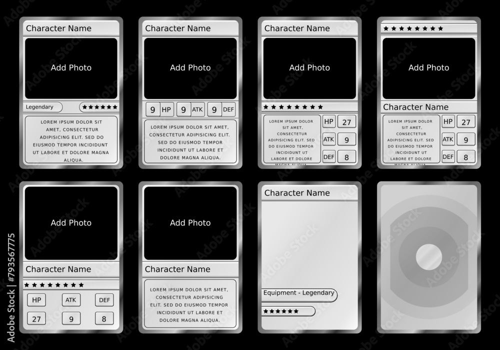 Vetor de game card border template with classic mediaval style for game ...