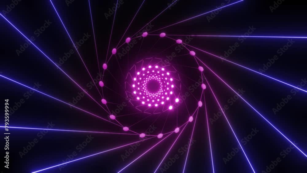 Pink circle spiral tunnel laser beam VJ Loop animated background for 4k ...