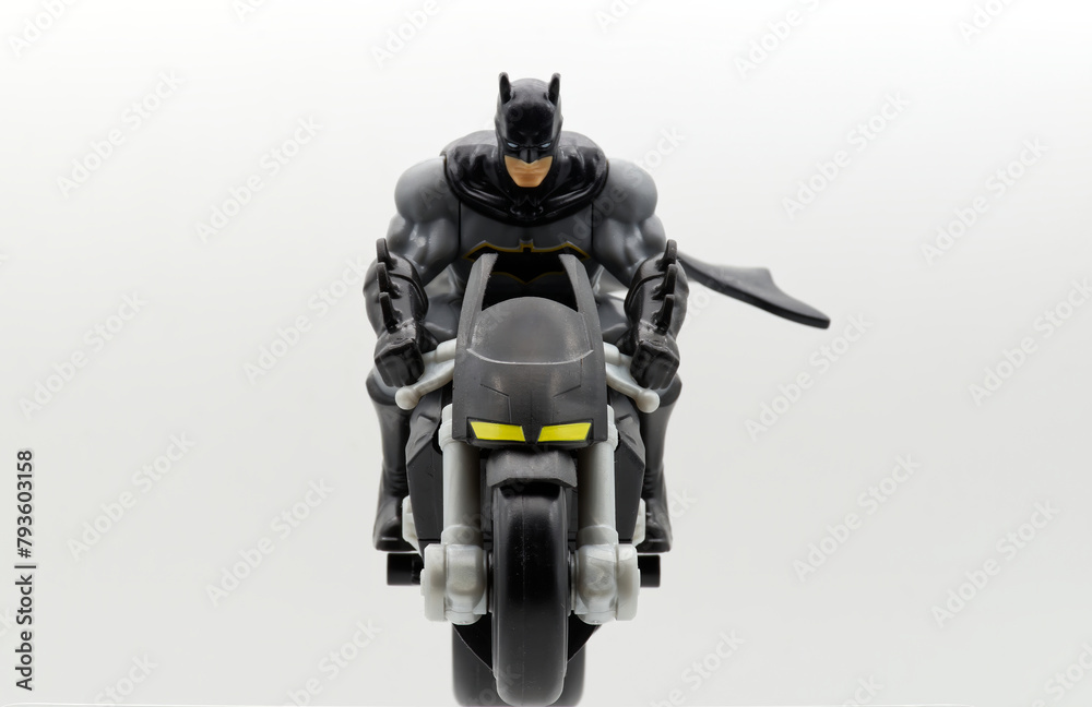 Bologna - Italy - April 5, 2024: Batman Batcycle isolated on white ...