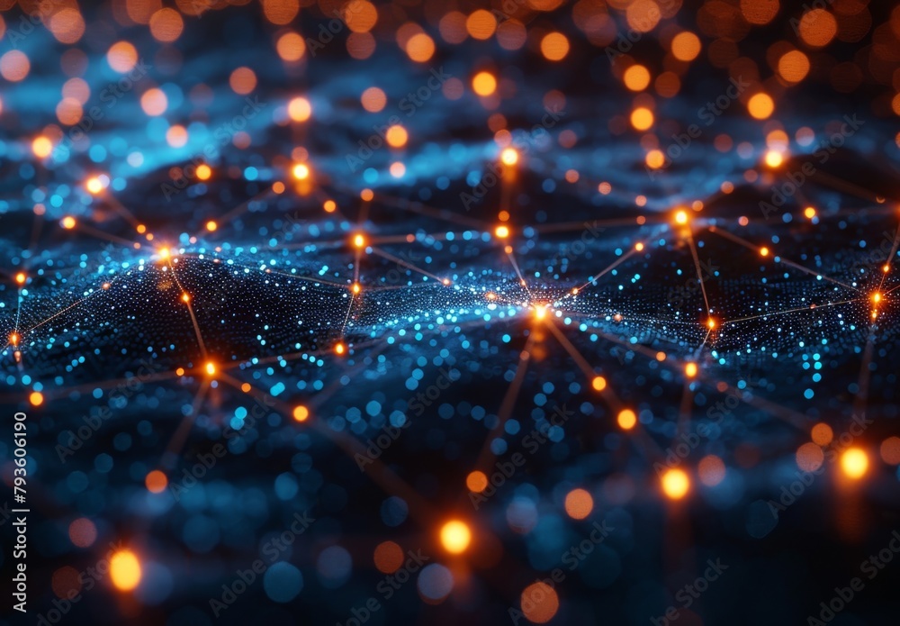 Abstract Digital Network Connection with Blue Background for Web Design ...