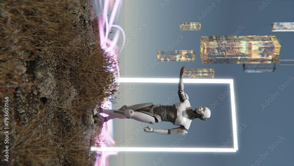 vertical of humanoid prototype cyborg artificial intelligence robot ...